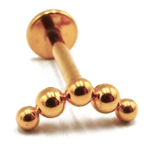Labret doré 5 billes courbes |Itc